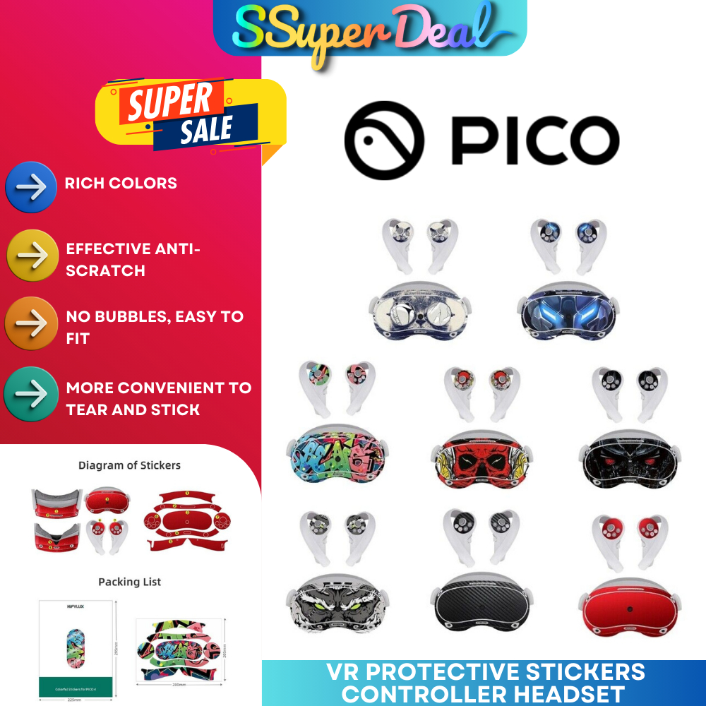 (VR PICO 4) Skin Sticker VR Headset Touch Controller PVC Sticker Wrap ...