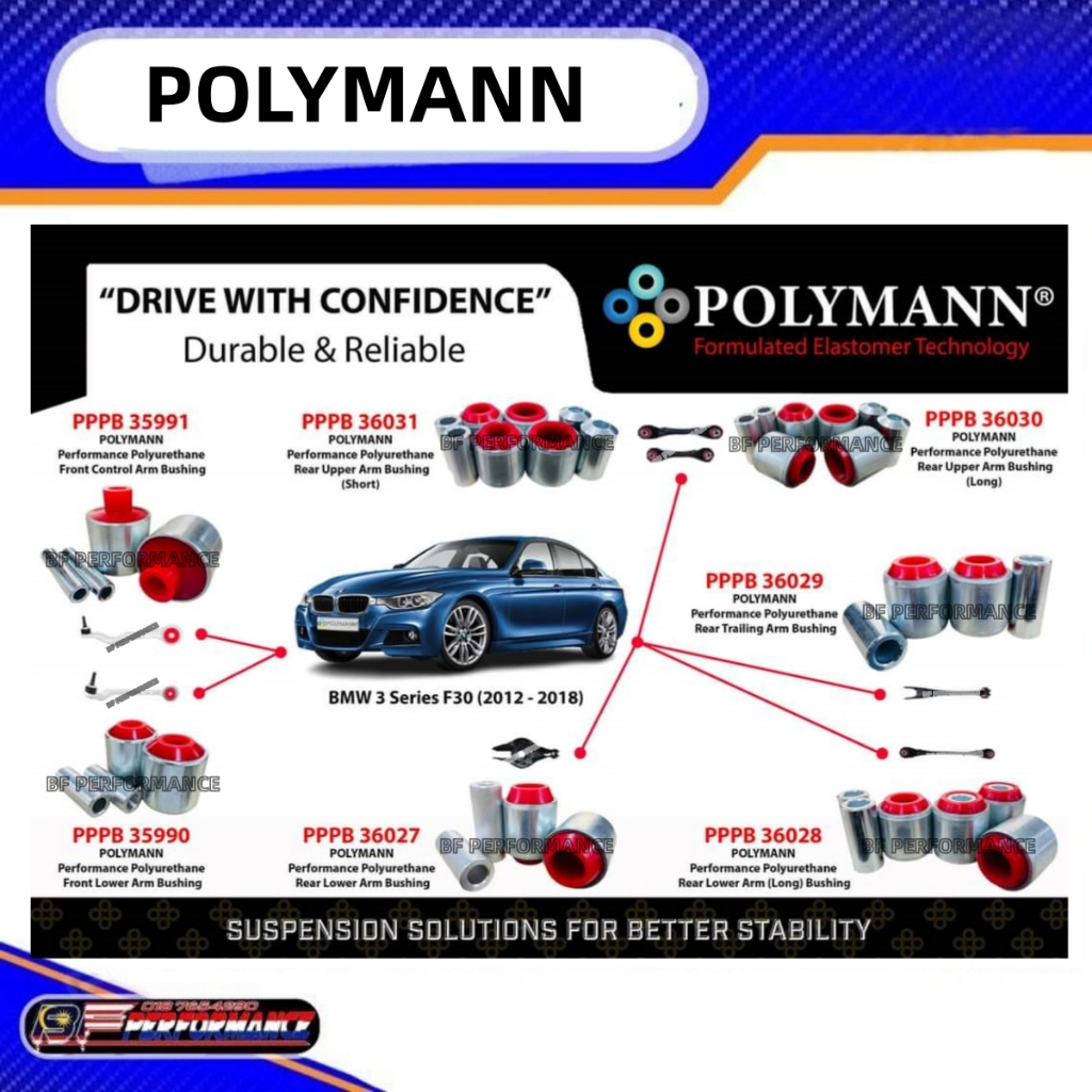 POLYMANN BUSH BMW F30 LOWER ARM UPPER CONTROL ARM TRAILING ARM ...
