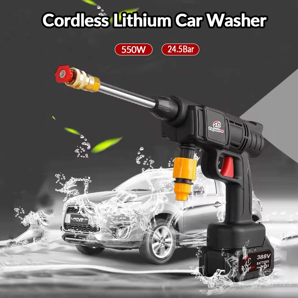 500W Cordless Car Washer Water Jet Spray Gun High Pressure Lithium Battery Portable Outdoor Wash ...