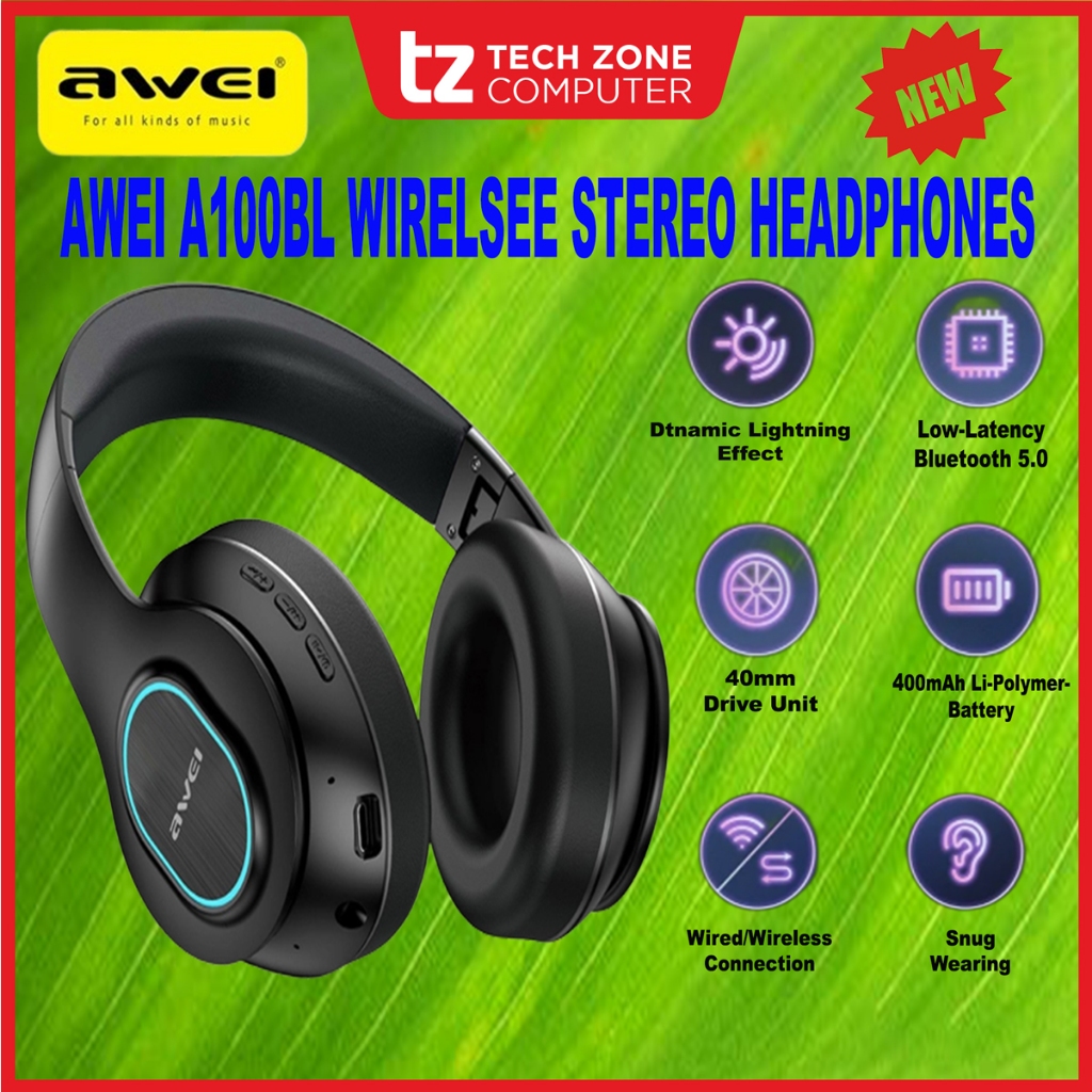 Awei A100BL Wired Wireless Earphone Bluetooth Headset Game Headphones ...