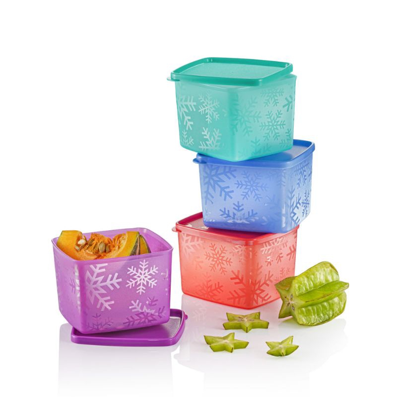 Tupperware (4 Pcs) Snowflake Medium Square Round 800ml | Shopee Malaysia