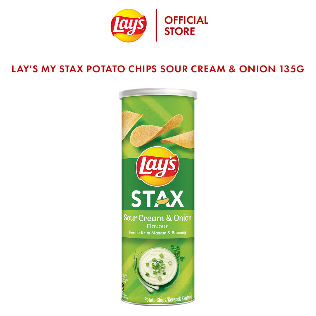 Lay's MY Stax Potato Chips - Sour Cream & Onion (135g) / Lay's Stax Kerepek Kentang Perisa Krim ...