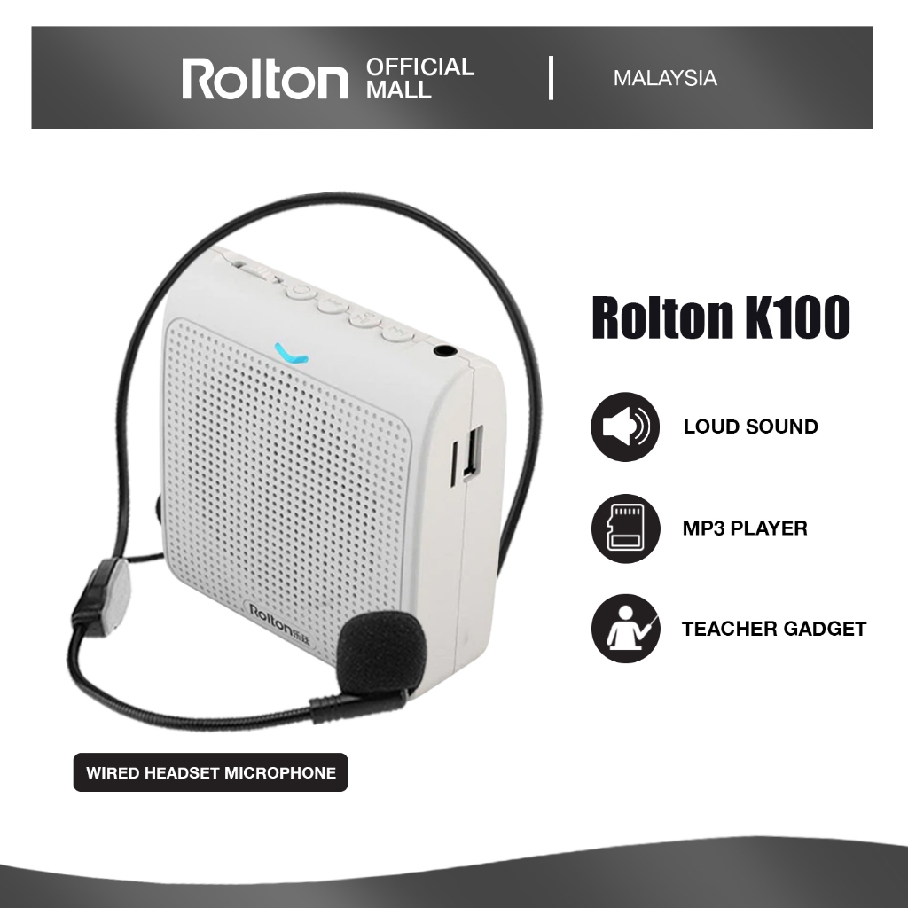 Rolton Voice Amplifier Speaker with Wired Headset Microphone - Black ...