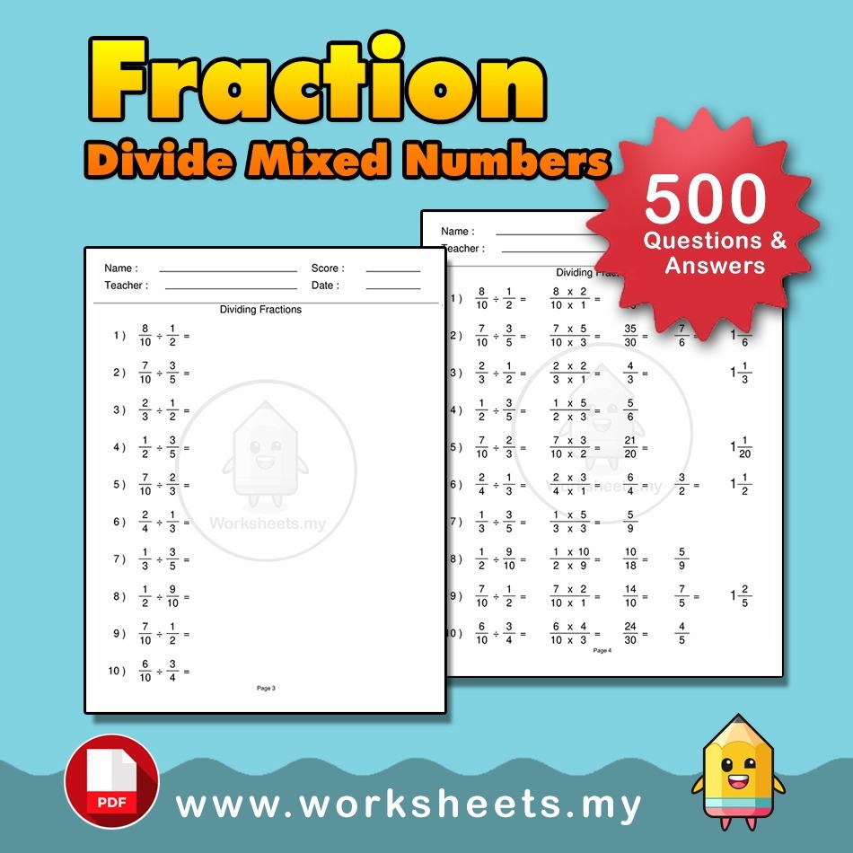 IGCSE Math: Fraction Divide with Mixed Numbers Worksheets 2000 Q+A | IGCSE Maths (PDF) | Shopee ...