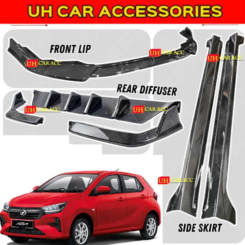 PERODUA AXIA 2023 BODYKIT FRONT LIP SIDE SKIRT REAR BUMPER DIFFUSER SKIRTING LIPS BODYKIT GLOSSY ...