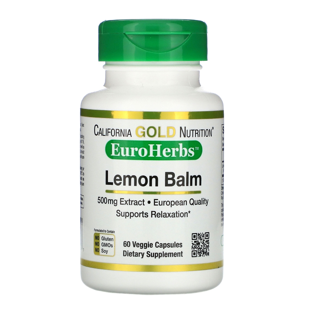 California Gold Nutrition, EuroHerbs, Lemon Balm Extract, 500 mg, 60 ...