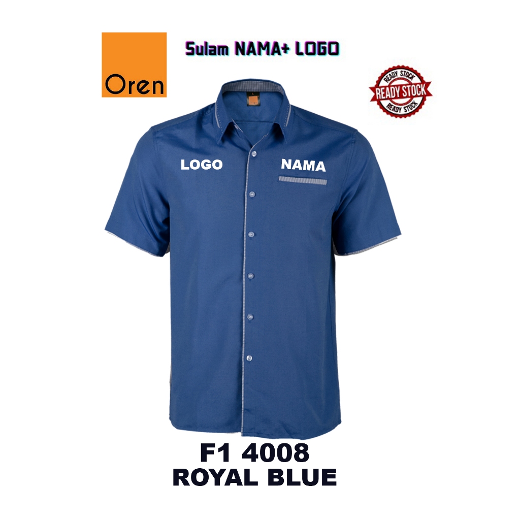 BAJU KORPORATE ROYAL BLUE LENGAN PENDEK F1 4008 jenama oren sport ...