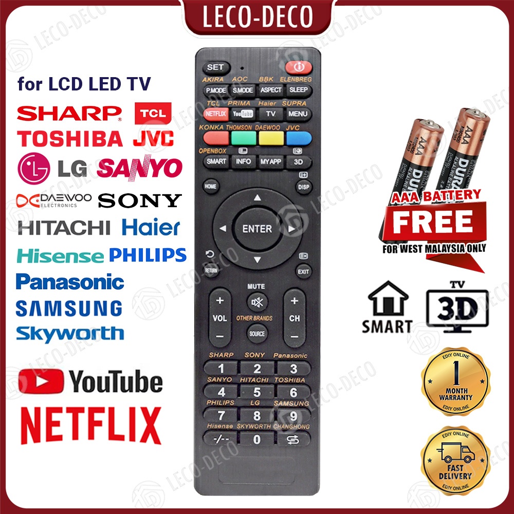 UNIVERSAL SMART TV REPLACEMENT REMOTE CONTROL CRC707V FOR MANY BRAND ...