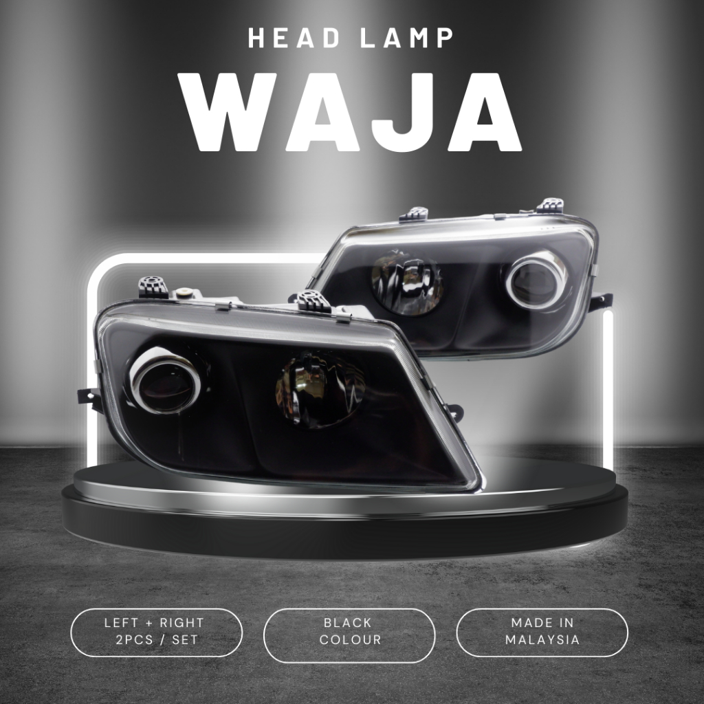 Head Lamp Lampu Besar Depan Proton Waja Smoke Black Hitam 2pcs Glass ...