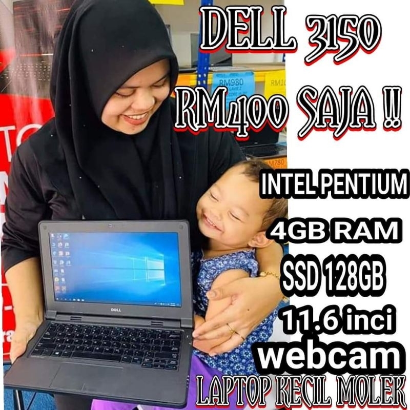 LAPTOP SIZE MINI 11 INCI,DELL LATITUDE 3150 ,SSD 128GB/4GB RAM LIKE NEW ...