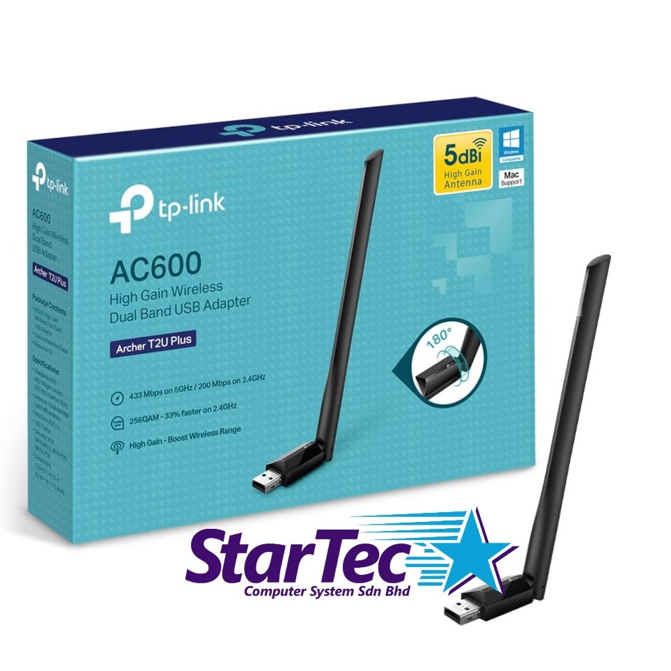 TP-LINK Archer T2U Plus AC600 High Gain Wireless Dual Band USB Adapter ...