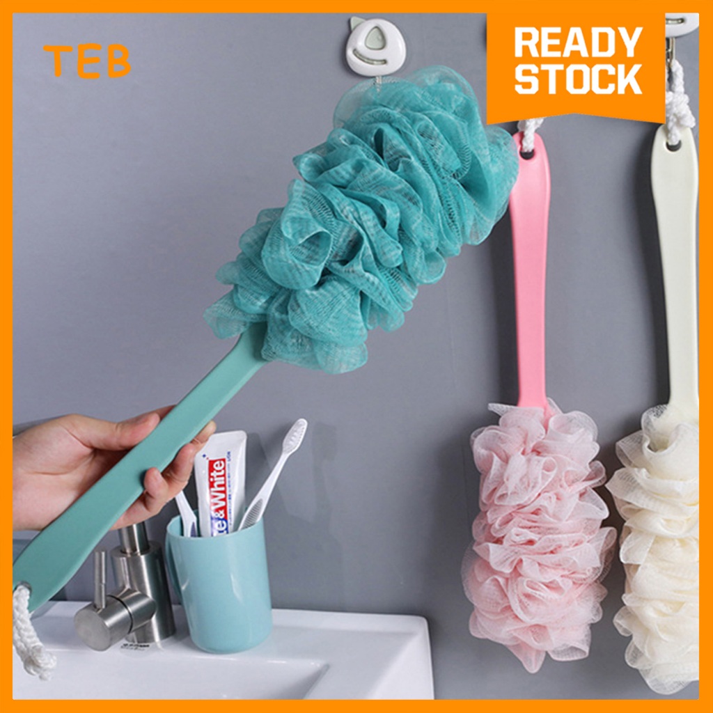 Bath Shower Loofah Ball with Handle | Mesh Pouf Span Bunga Mandi Lembut ...