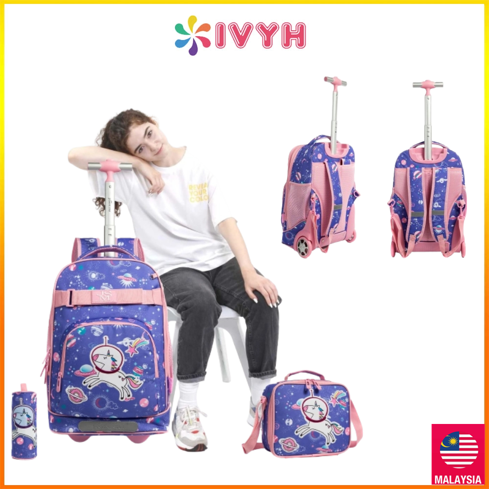 【READY STOCK】IvyH 3 Set Kids Trolley School Bag Primary School BagBeg ...