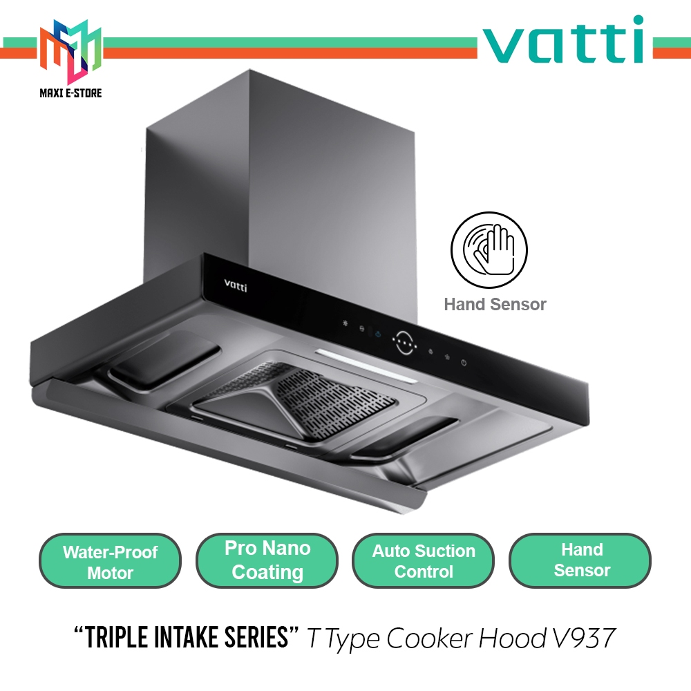 Vatti V937 Chimney Range Cooker Hood “Triple Intake Series” T Type ...