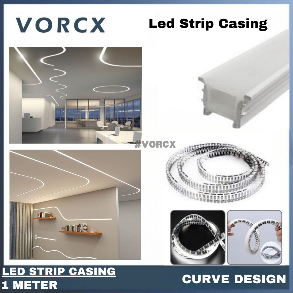 Silicone Profile LED Strip Casing Diffuser Cover Housing 1Meter White ...