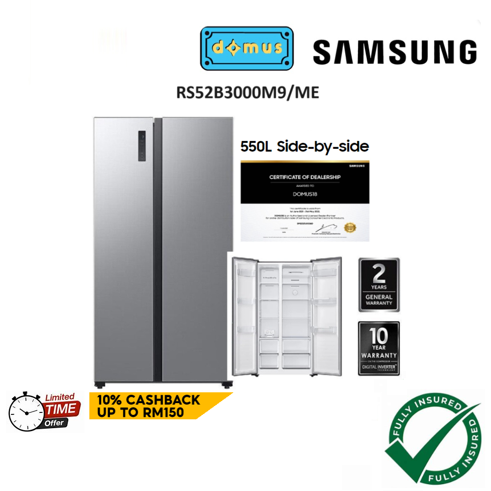 Samsung Fridge Side By Side 550L Refrigerator Inverter Peti Ais Peti ...