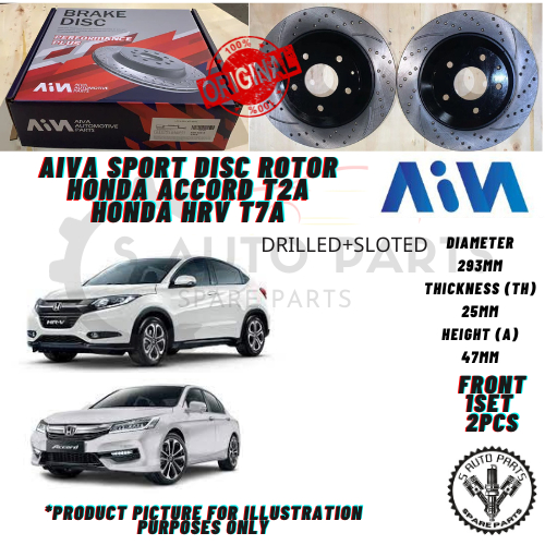 HONDA ACCORD T2A / HONDA HRV T7A (FRONT) 100% AIVA SPORT DISC ROTOR ...