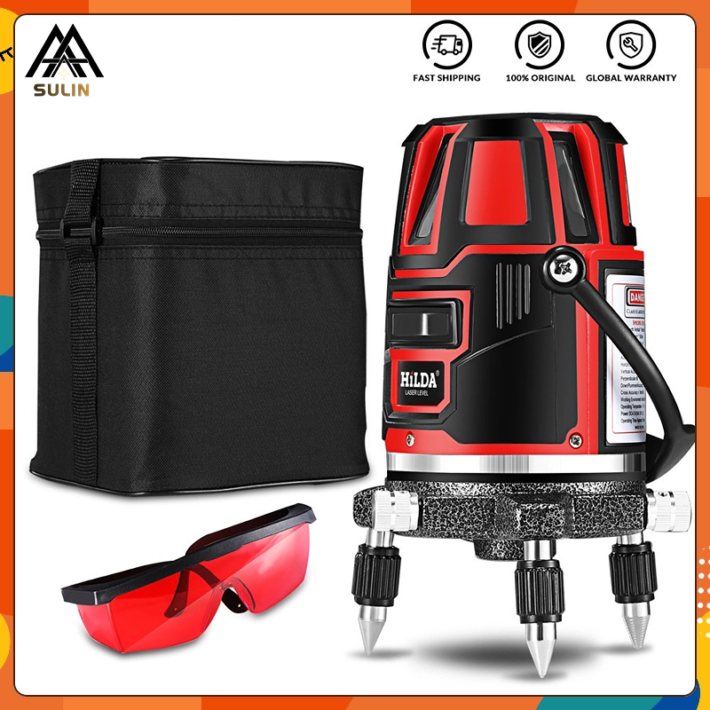 5 Line 6 Points Red Beam Infrared Laser Level Meter Self-leveling ...