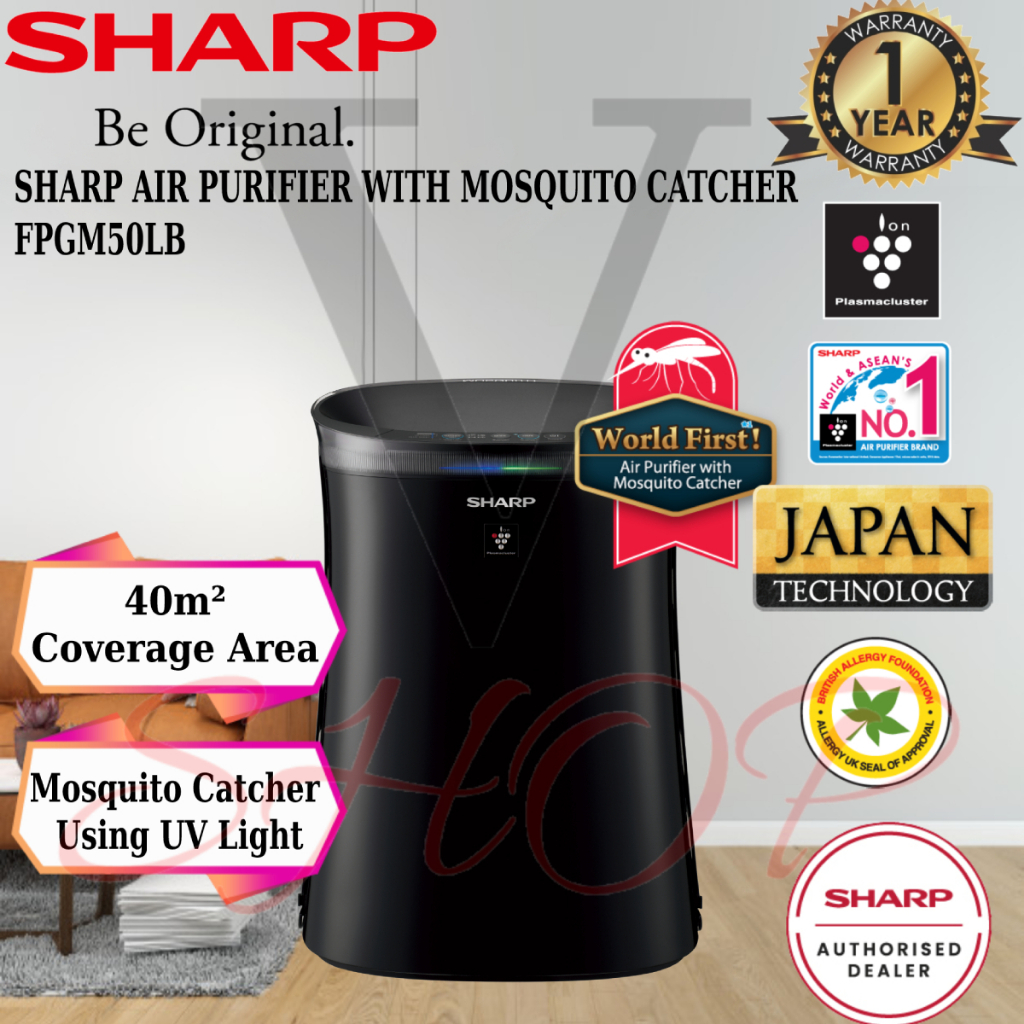 SHARP 40m² PLASMACLUSTER TECHNOLOGY AIR PURIFIER WITH MOSQUITO CATCHER ...