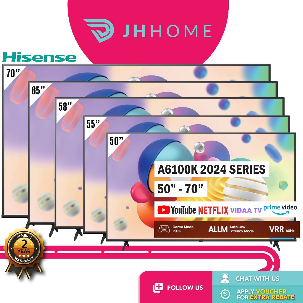 Hisense A6100K Series 4K UHD Smart TV (70") 70A6100K (50") 50A6100K (55 ...