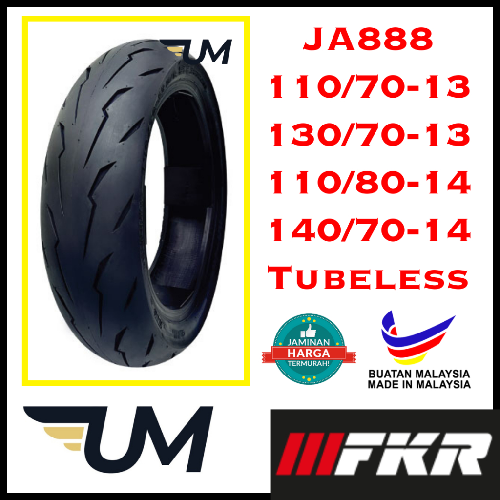 TAYAR FKR MOTORCYCLE TYRE JA888 110/70-13, 130/70-13, 110/80-14, 140/70 ...