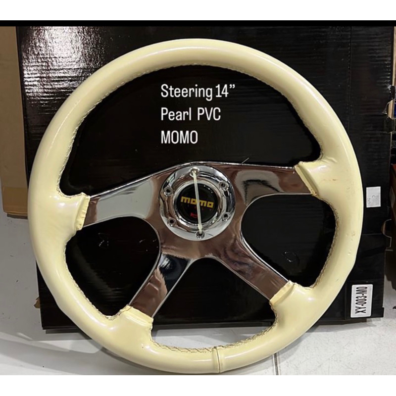 Stk-10987/10988/10989 :Steering Wheel 14” PVC | DAD MOMO R3 • Pearl White Chrome with 4 Spoke ...