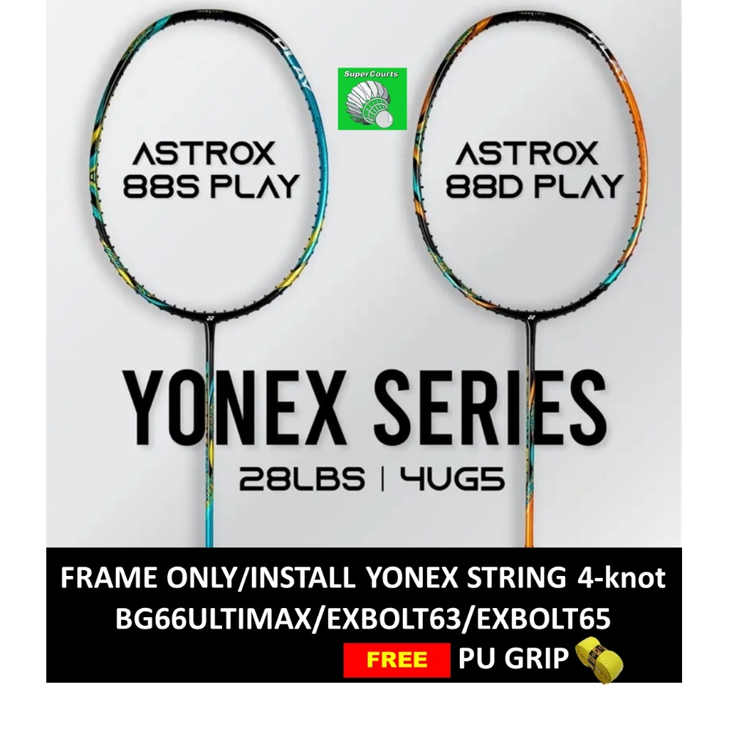 【ORIGINAL】Yonex Astrox 88D or 88S Play (FREE INSTALL YONEX STRING 4-Knot + Grip) Badminton ...