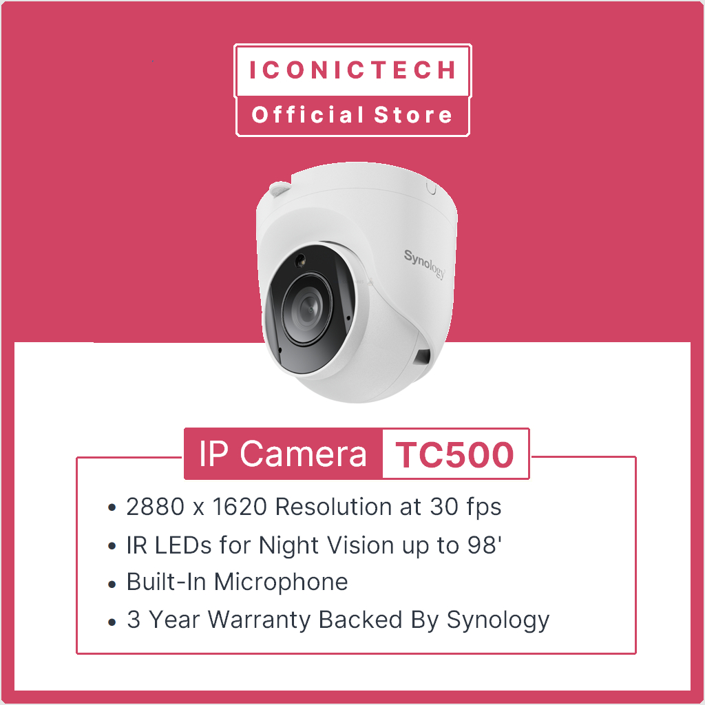 Synology TC500 Hemispherical IP Camera 5MP Indoor Monitor AI Smart ...