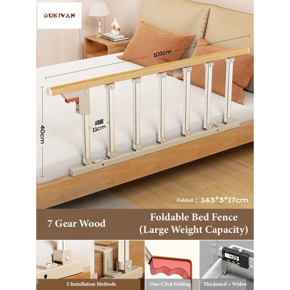 Foldable Stainless Steel Safety Bed Fence Side Rail Fall Protection for ...