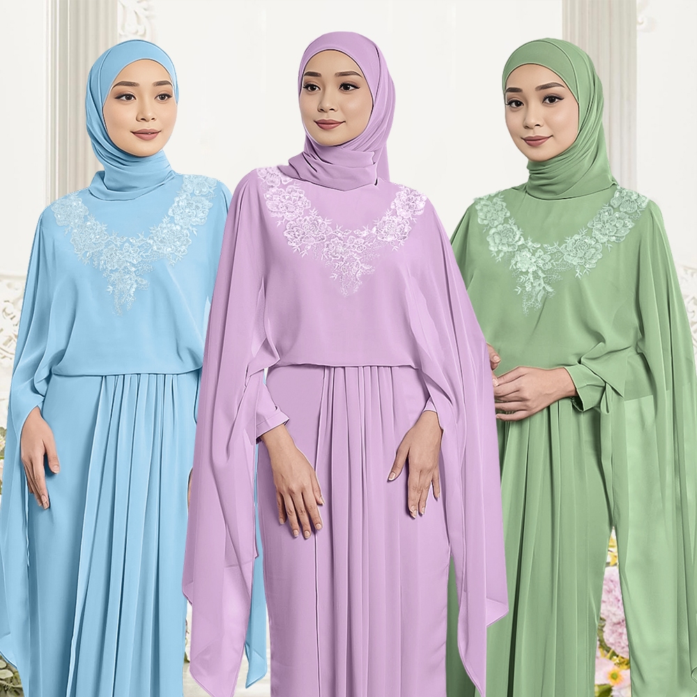 KATRINA DRESS MUSLIMAH HAJI Jubah Abaya Sulam Tunang Nikah Nursing ...