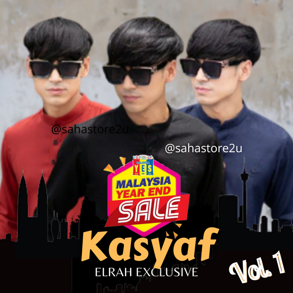 Kurta Kasyaf Vol1 Elrah Exclusive BAJU RAYA Black Navy Dark Light Baby Blue Red Velvet Cherry ...