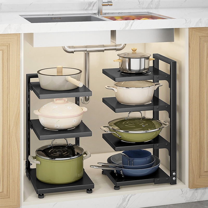 In Stock Kitchen Rack Pot Rack 2-4 Tiers Stainless Steel Adjustable Pot ...