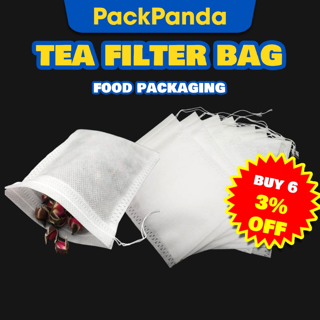 100pcs Empty Tea Bag Filter Uncang Teh Kosong DIY Drawstring Non-Woven ...