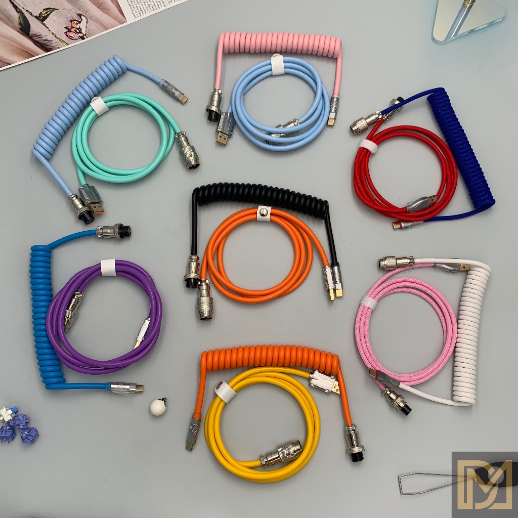 [LOCAL STOCK] Coiled Aviator Cable Custom Colour 1.5m Spring Rubber ...