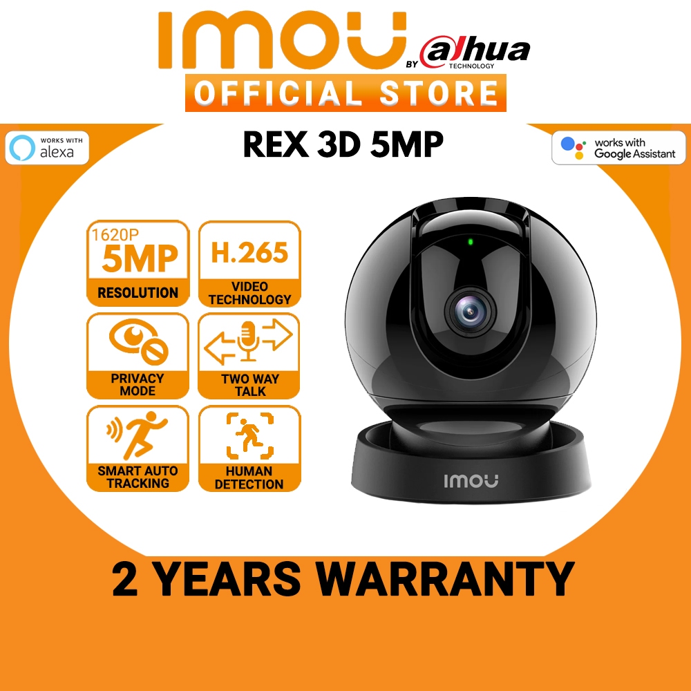 IMOU Rex 3D 5MP 3K H.265 Wireless Wi-Fi Pan & Tilt AI Smart Human / Pet ...