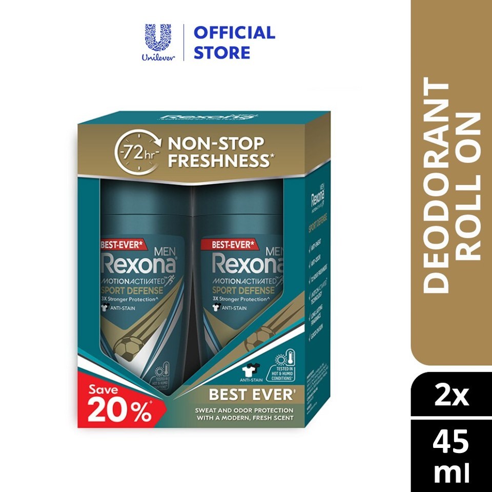 Rexona Men Deodorant Roll On - Sport Defense (45ml x 2) | Shopee Malaysia
