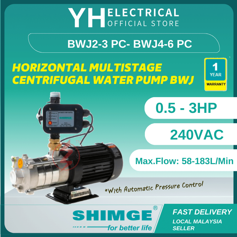 SHIMGE BWJ Series AUTOMATIC Horizontal Multi-Stage CENTRIFUGAL WATER PUMP STAINLESS STEEL ( BWJ2 ...