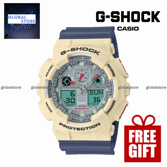Casio G-Shock GA-100 Series Analog-Digital Watch - GA-100PC-7A2 ...
