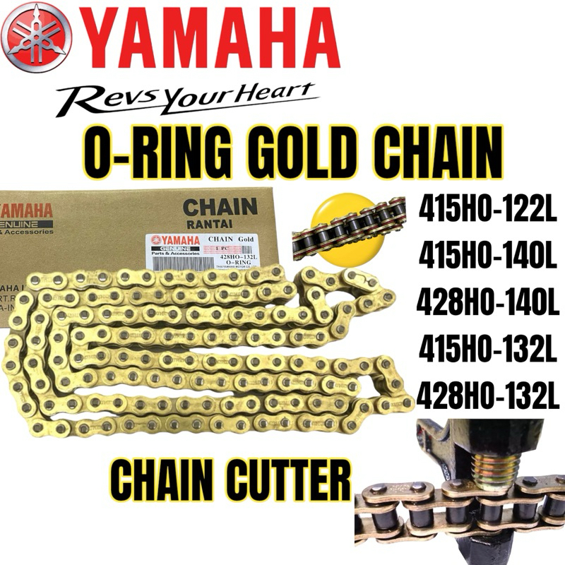 YAMAHA MOTORCYCLE CHAIN 415-132L / 428-132L GOLD CHAIN WITH O RING ...