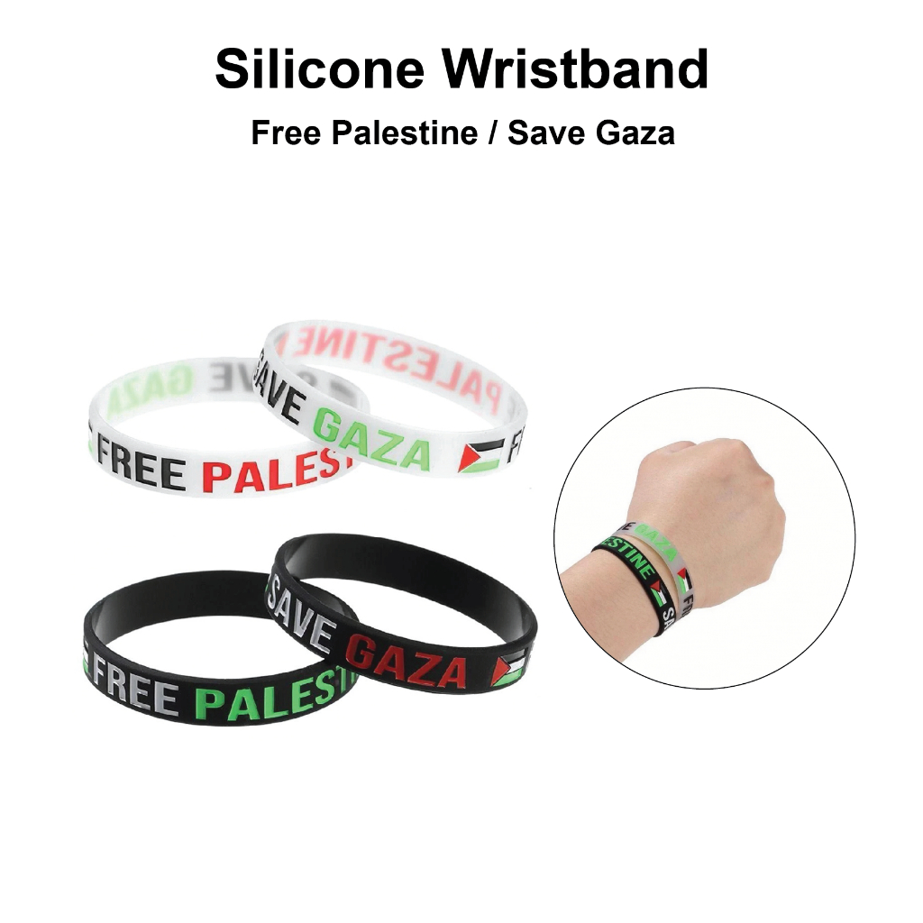 Silicone Wristband Palestinians / Palestine Flag Gaza / Gelang Getah ...