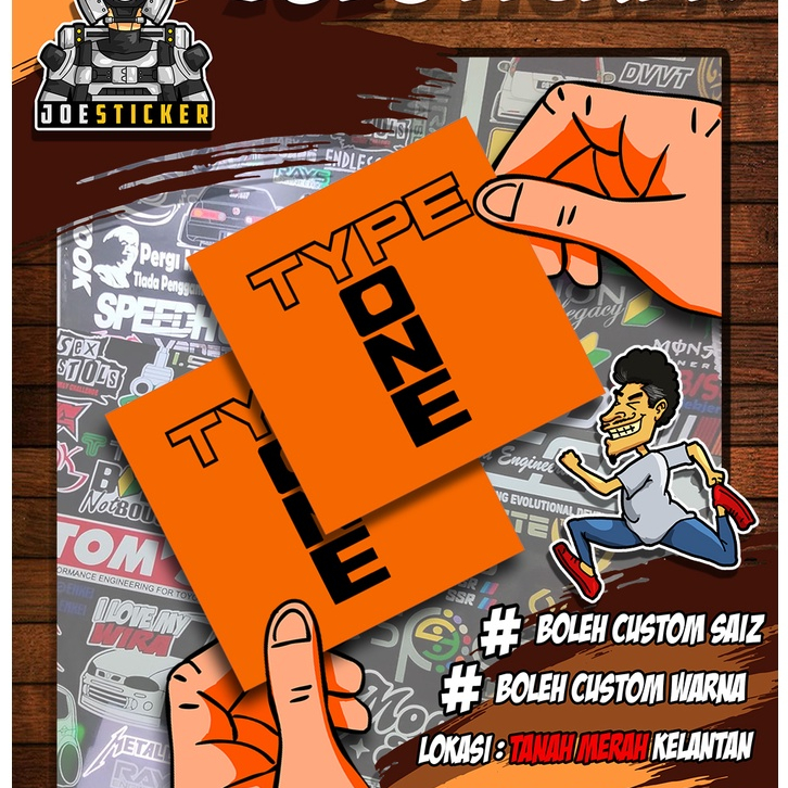 Sticker TYPE ONE sepasang untuk kereta Honda saiz 3.5x3.5 inci | Shopee ...