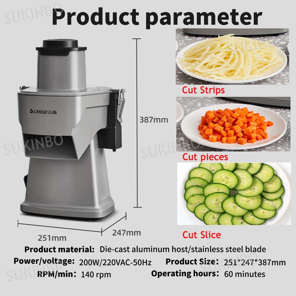 SUKINBO 3in1 Multifunction Commercial Vegetable Cutter Sliced Potato ...