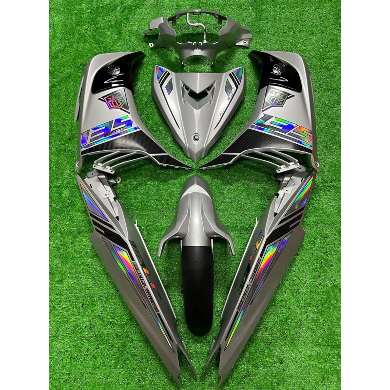 Cover Set Lc135 V2-V7 Cover Silver Sticker Rainbow Carbon | Shopee Malaysia