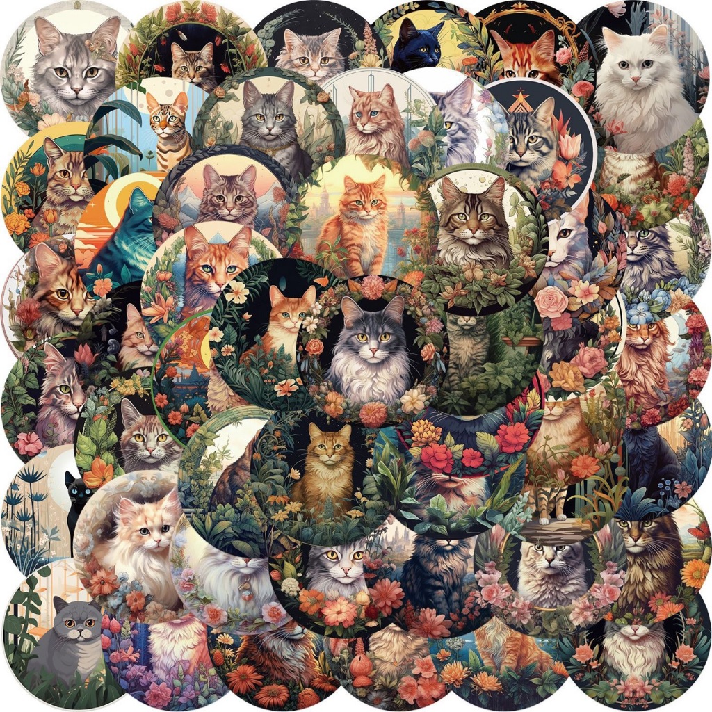 50PCS CAT STAMP LOGO Vinyl Decal graffiti STICKERS bomb for laptop ...
