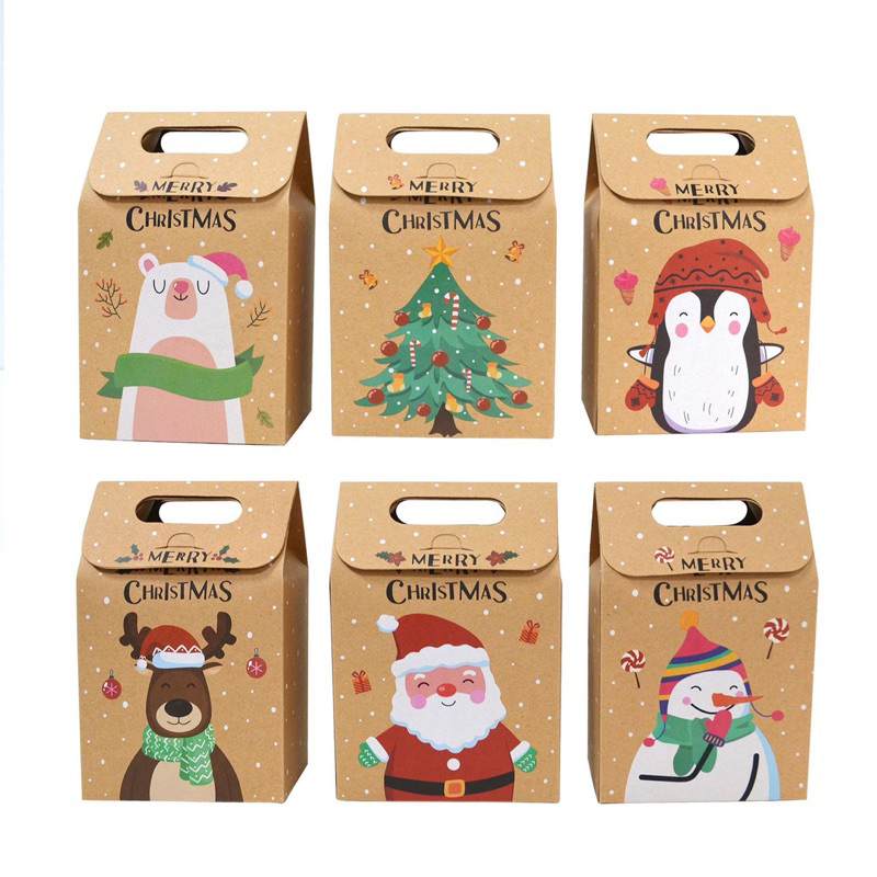 Christmas 6 Styles Kraft Paper Carrier Gift Boxes 6Pcs | Shopee Malaysia