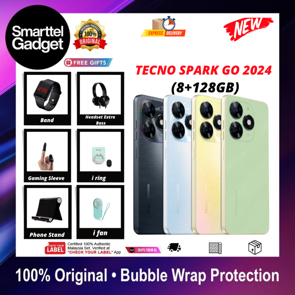 TECNO Spark GO 2024 Smartphone (3GBRAM / 4GB RAM + 64GB / 128GB ROM ...