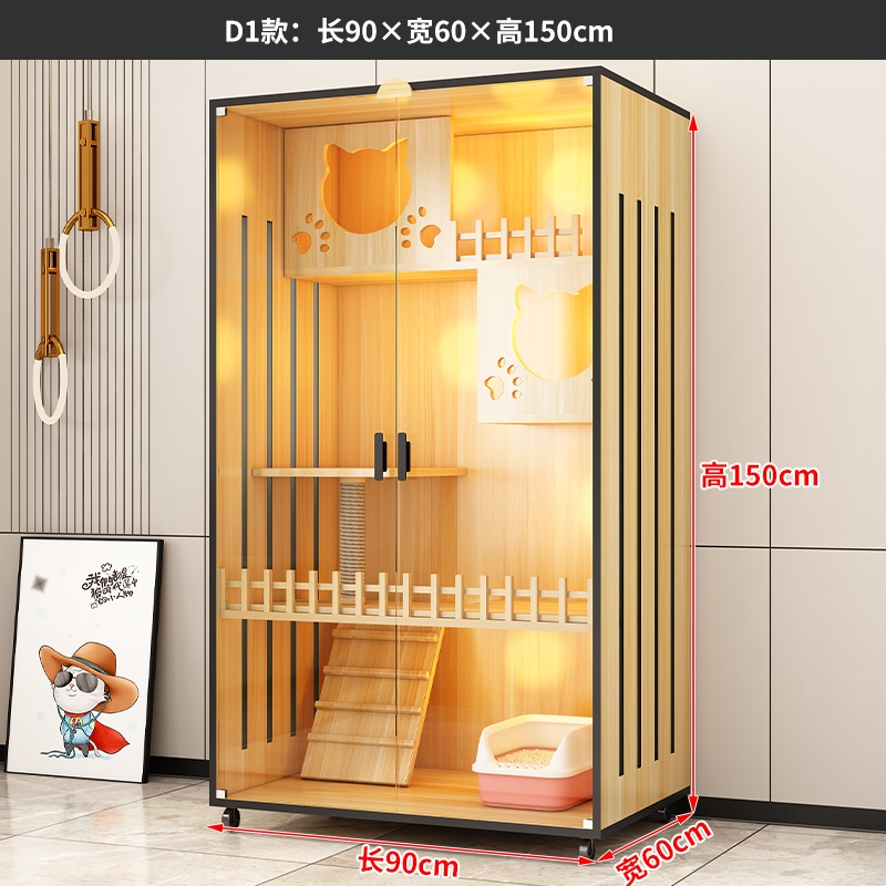 Cat Villa Solid Wood Cat Cage Cat House Home Cat Nest Display Cabinet