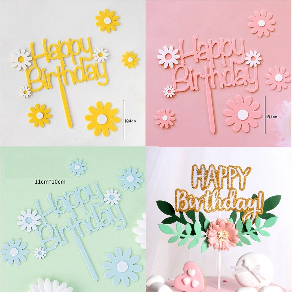 【READY STOCK 】- DIY pack=Flower Daisy 2D Cake Topper & Decoration ...