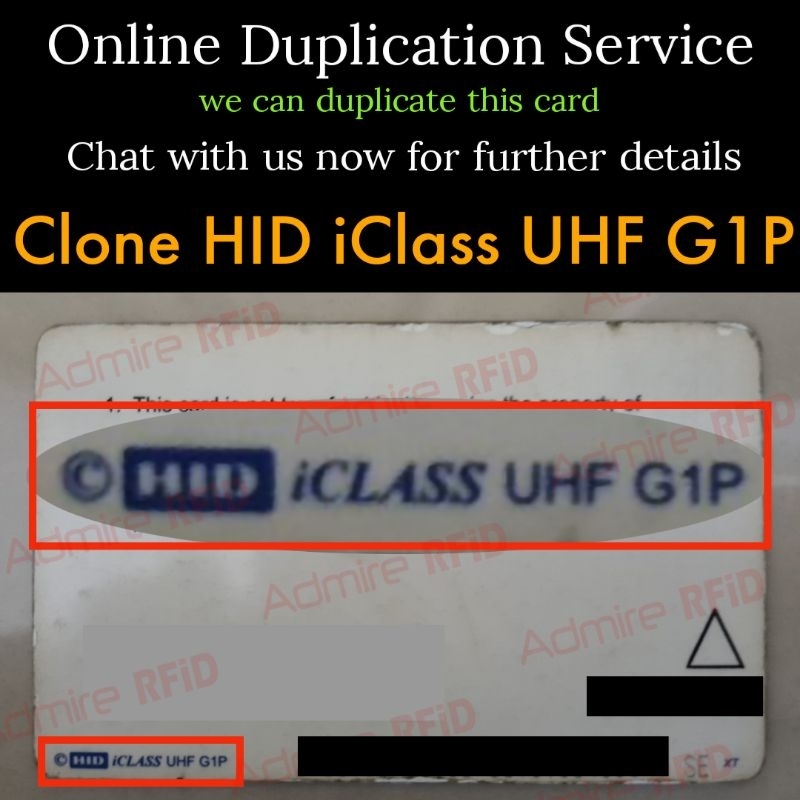 Duplicate HID iClass UHF G1P Access Card for lift or lobby door access only Clone Cloning ...