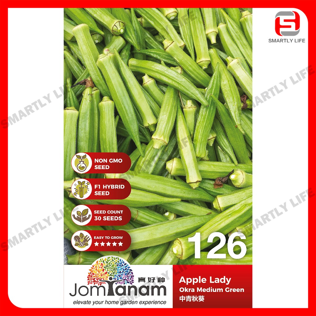 Okra Medium Green Apple Lady Benih Bendi 中青秋葵 Jom Tanam Seeds 种子 JT-126 ...